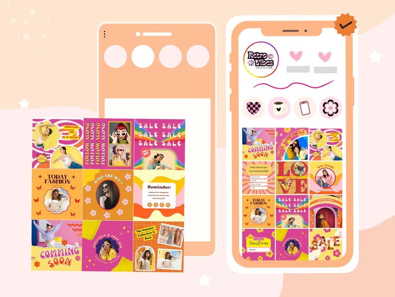 Retro Instagram Post Templates, Instagram Posts, Bold IG Feed, Groovy ...