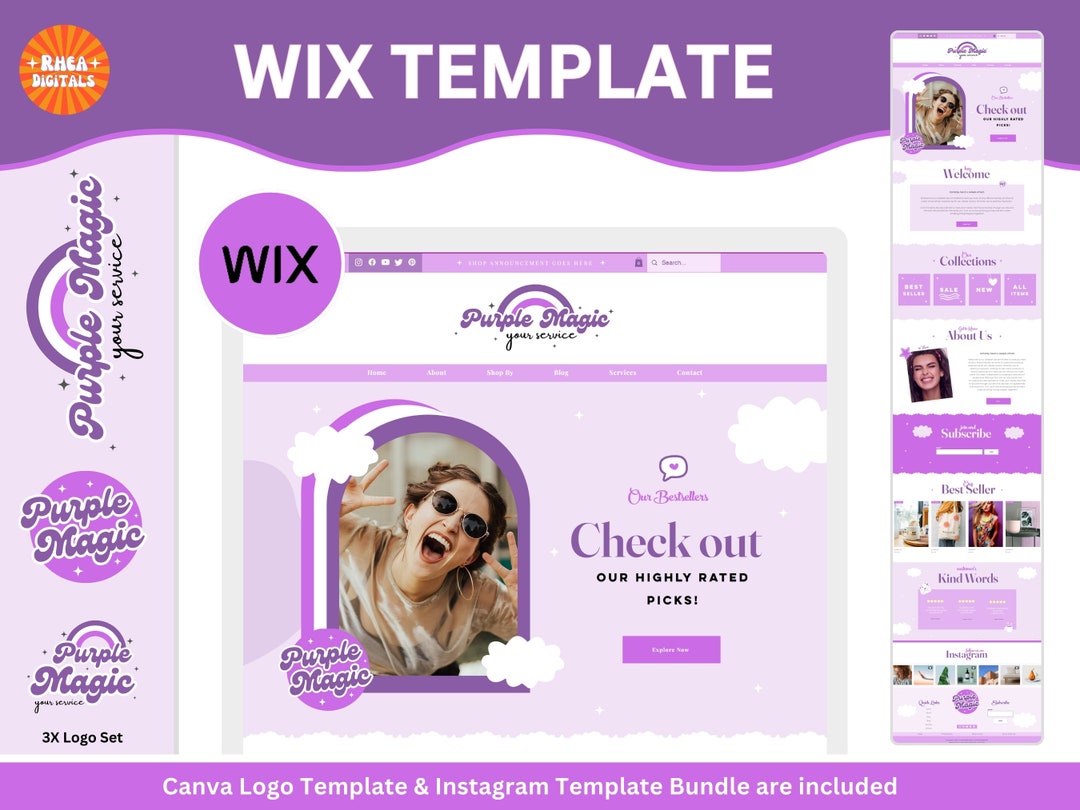 Wix Website Template, Purple Wix Website Theme, Purple Magic Website Design, Retro Wix Shop and ...