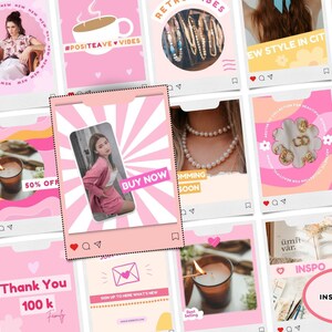 Pink Instagram Templates | Groovy Social Media Templates| Retro Canva ...