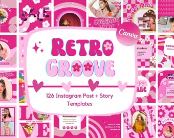 Retro Groove Instagram Post Templates Canva - Etsy