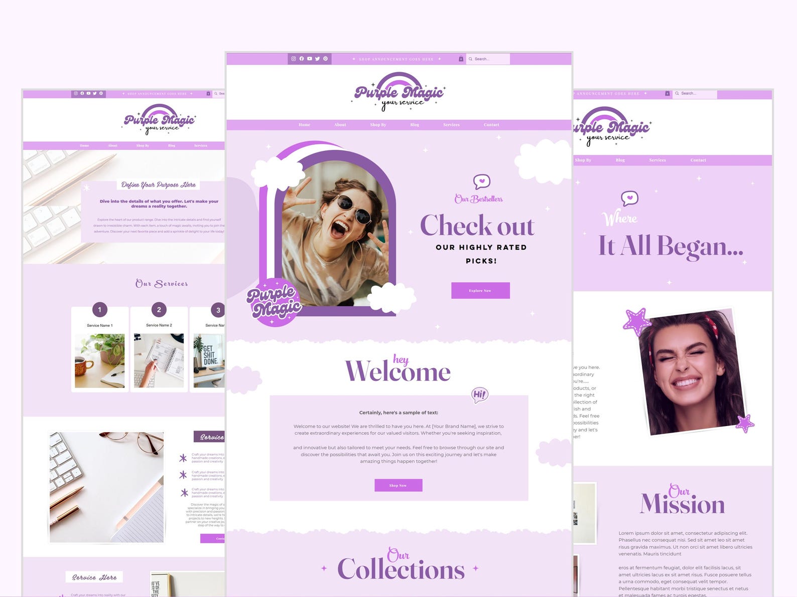 Wix Website Template, Purple Wix Website Theme, Purple Magic Website ...