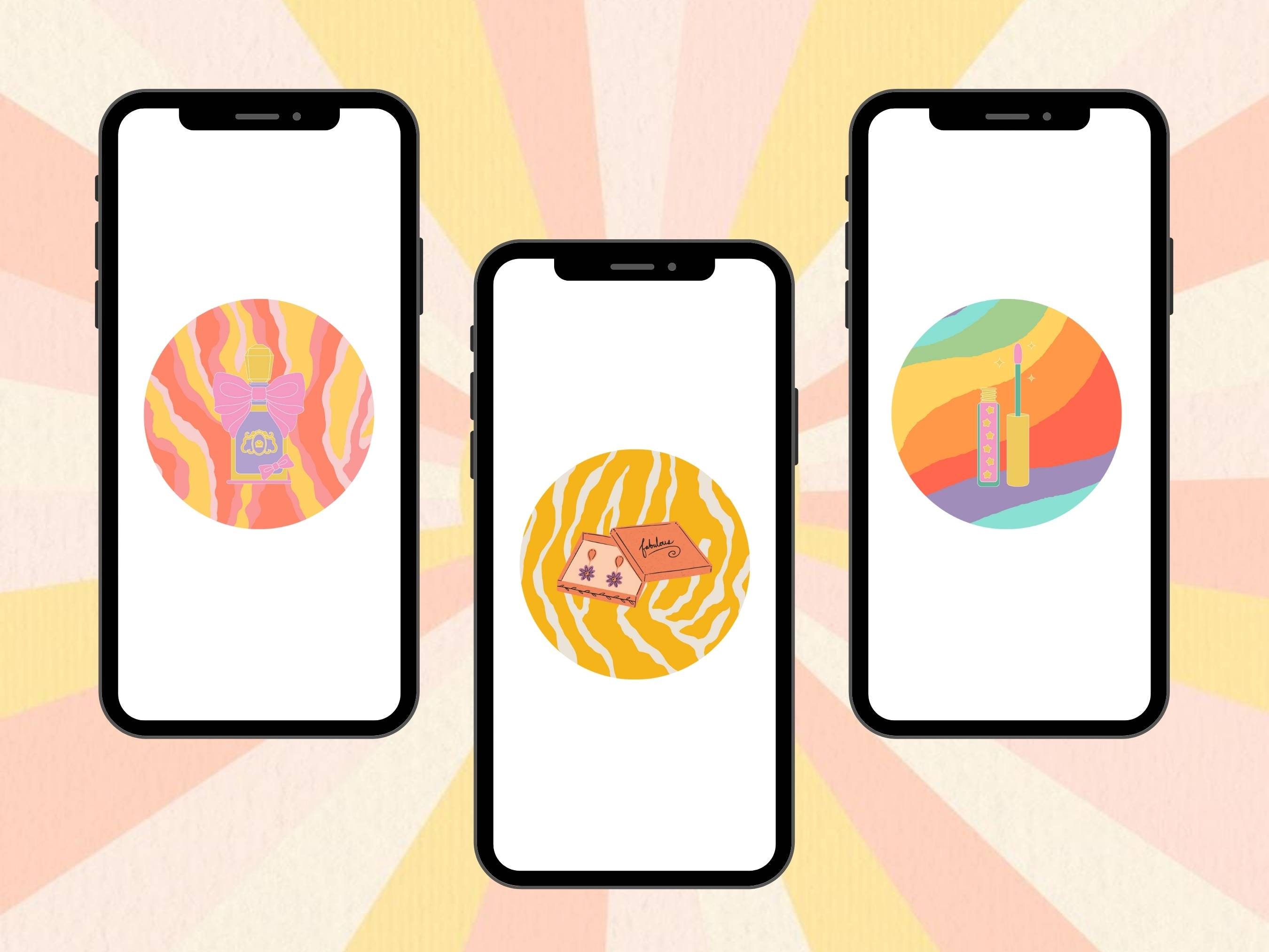 Retro Instagram Highlight Covers | 70s Retro Rainbow Set of 35 Digital ...