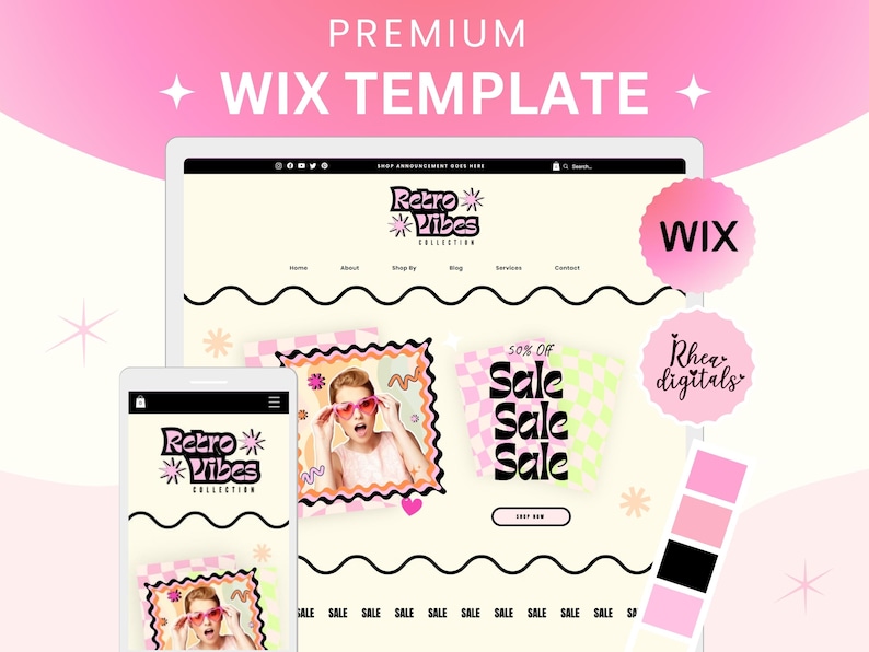 WIX Website Template, Retro Vibes WIX Website Theme, Wix Online Store ...