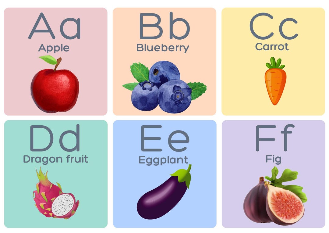Printable Fruit and Vegetable Flashcards A-Z, Learning, Teachers ...