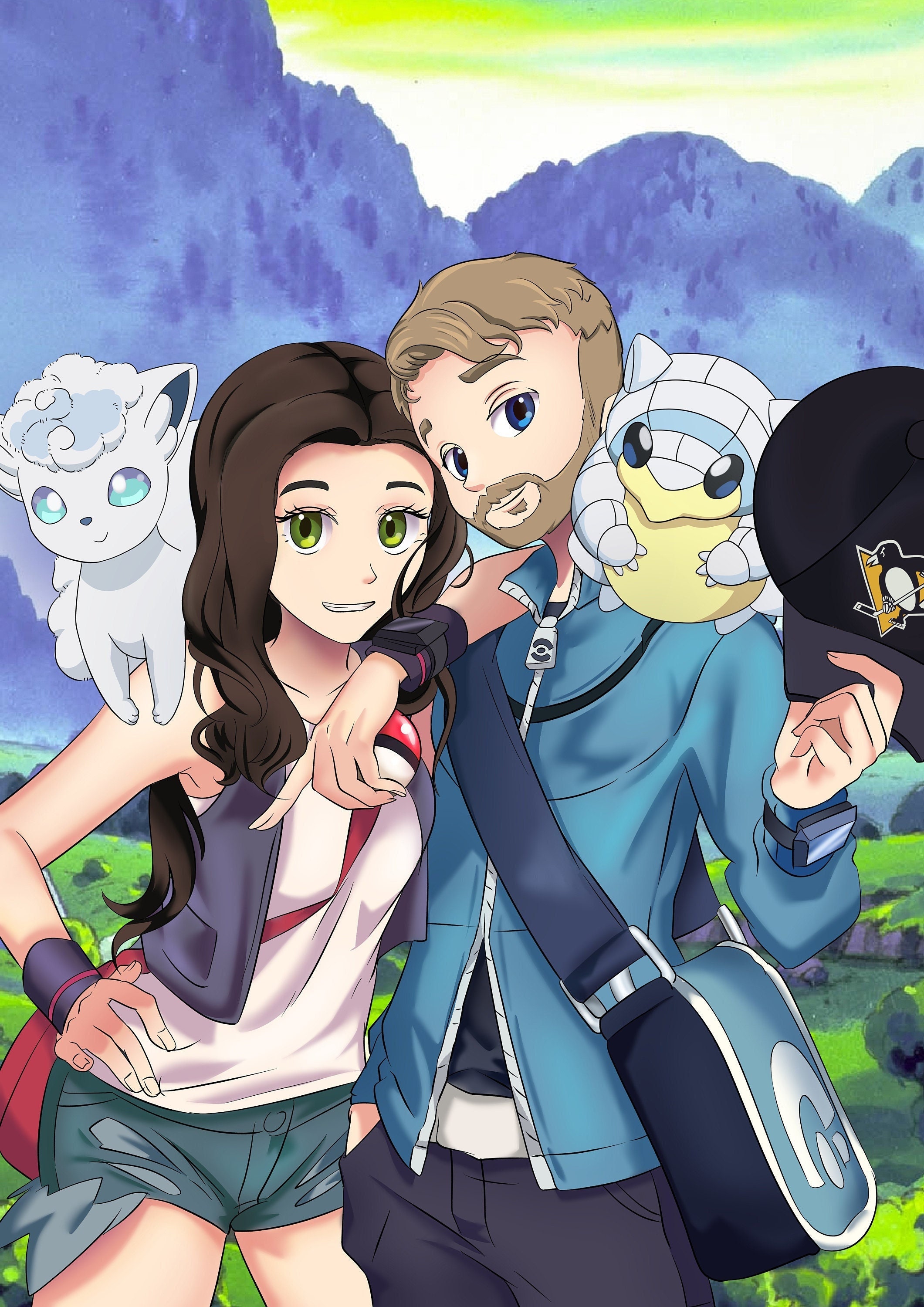 Custom Pokemon Portrait, Pokemon Custom Couple Portrait,pokemon Custom ...