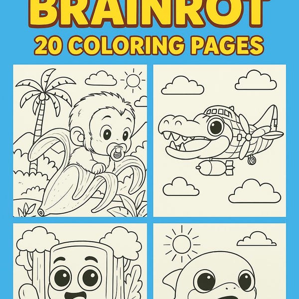 Steal a Brainrot Colouring Pages - Etsy