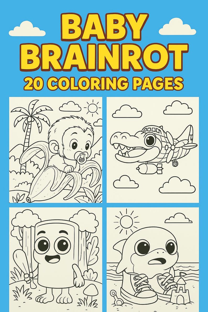 Printable Coloring Book: Baby Brainrot inspire Digital Download - Etsy ...