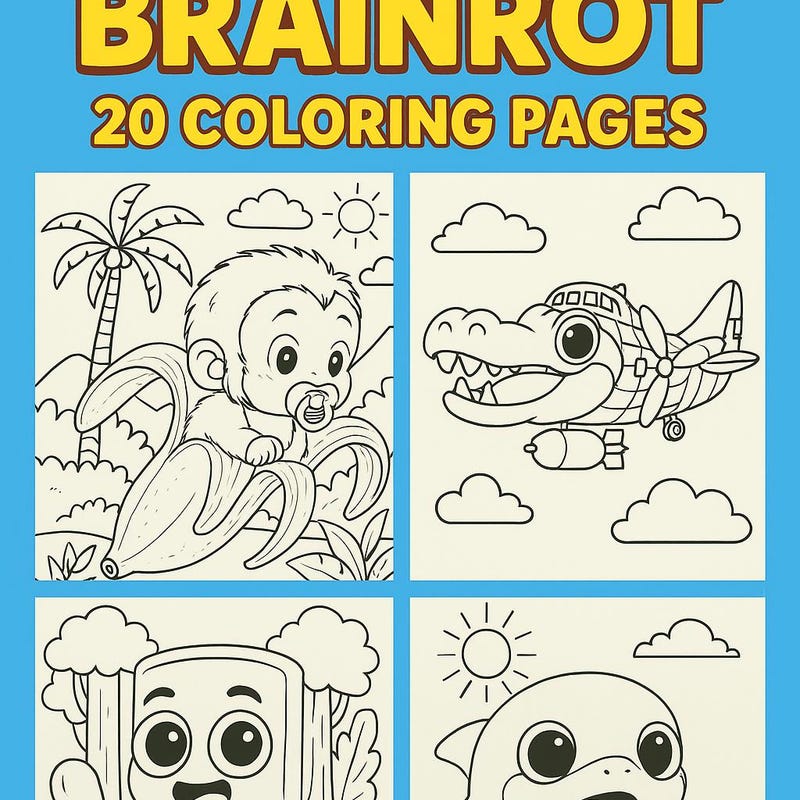 Steal a Brainrot Colouring Pages Printable - Etsy