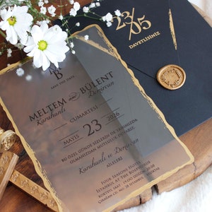 Black Wedding Invitation Envelope, Clear Acrylic Invite, Wedding ...
