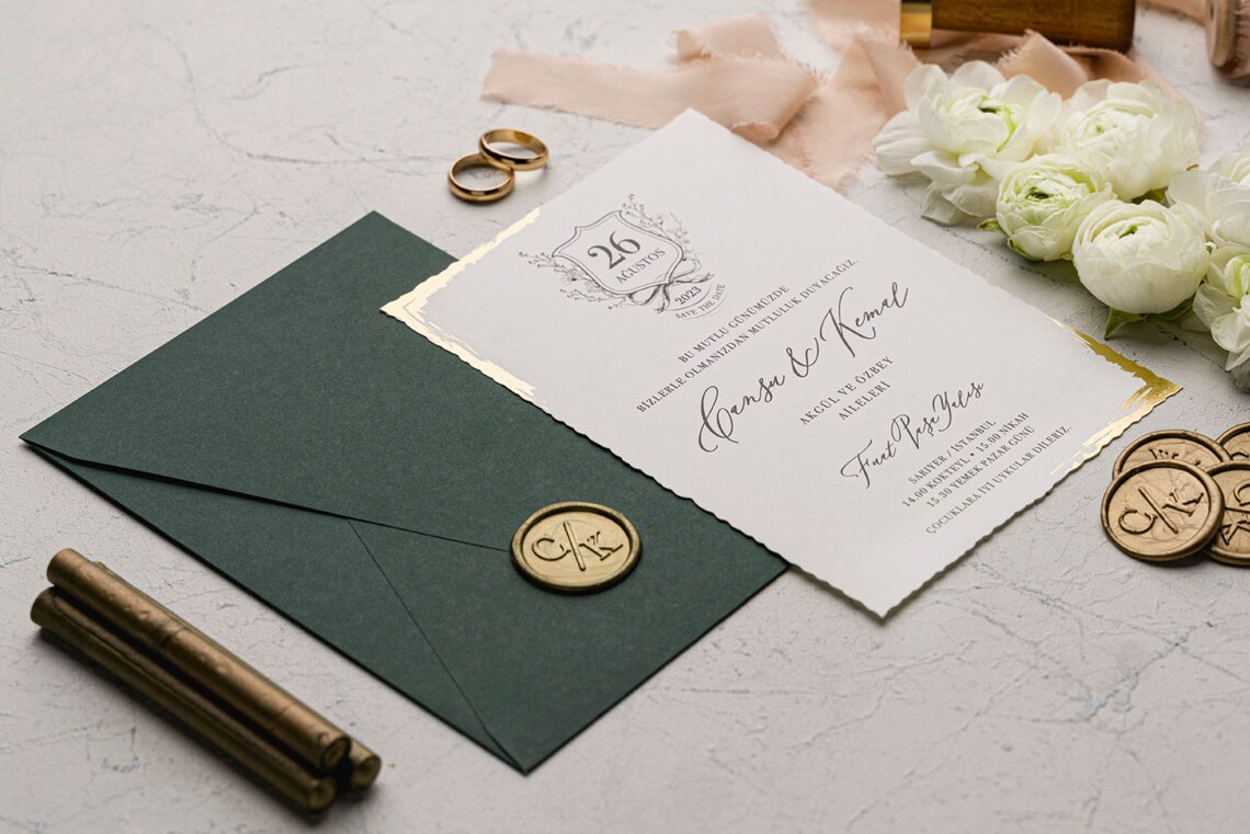 Greenery Wedding Invitation Suite Minimalist Design Save the | Etsy