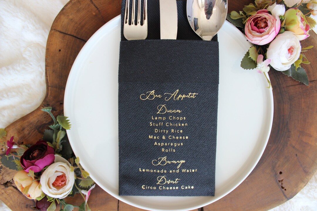 Custom Napkins Wedding Menu Custom Dining Decoration Dinner - Etsy ...