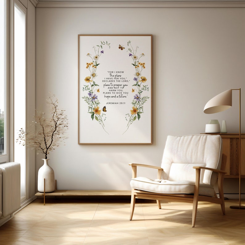 Jeremiah 29:11 Bible Verse Wall Art Christian Wall Art Christian Home Décor Scripture Wall Art ...