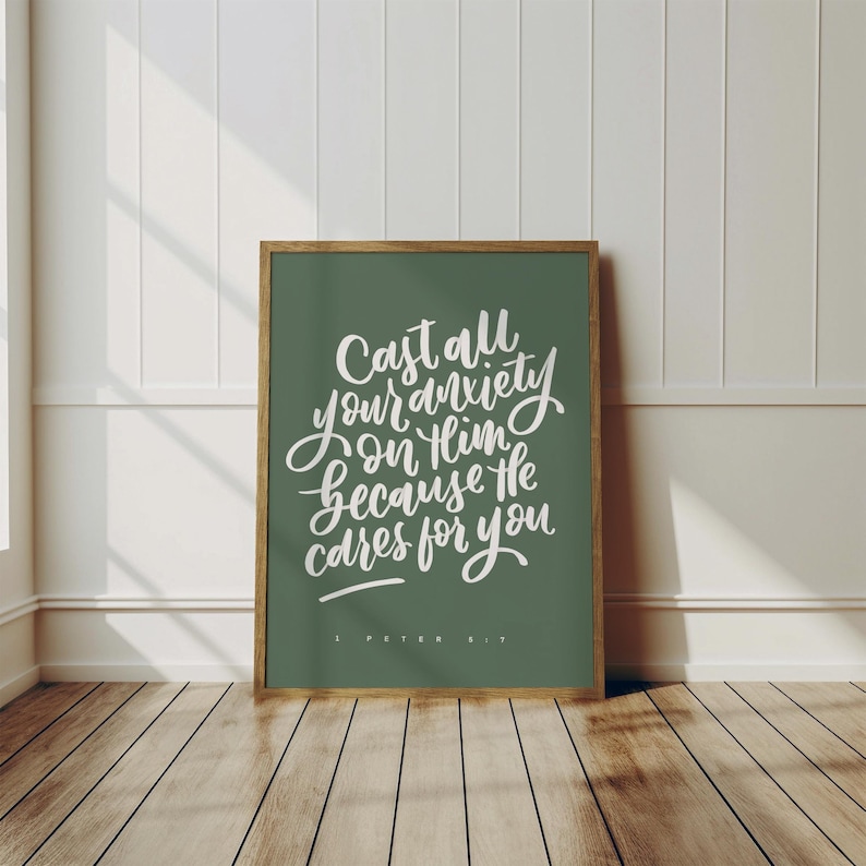 1 Peter 5:7 Bible Verse Print | Christian Home Decor (digital Download ...
