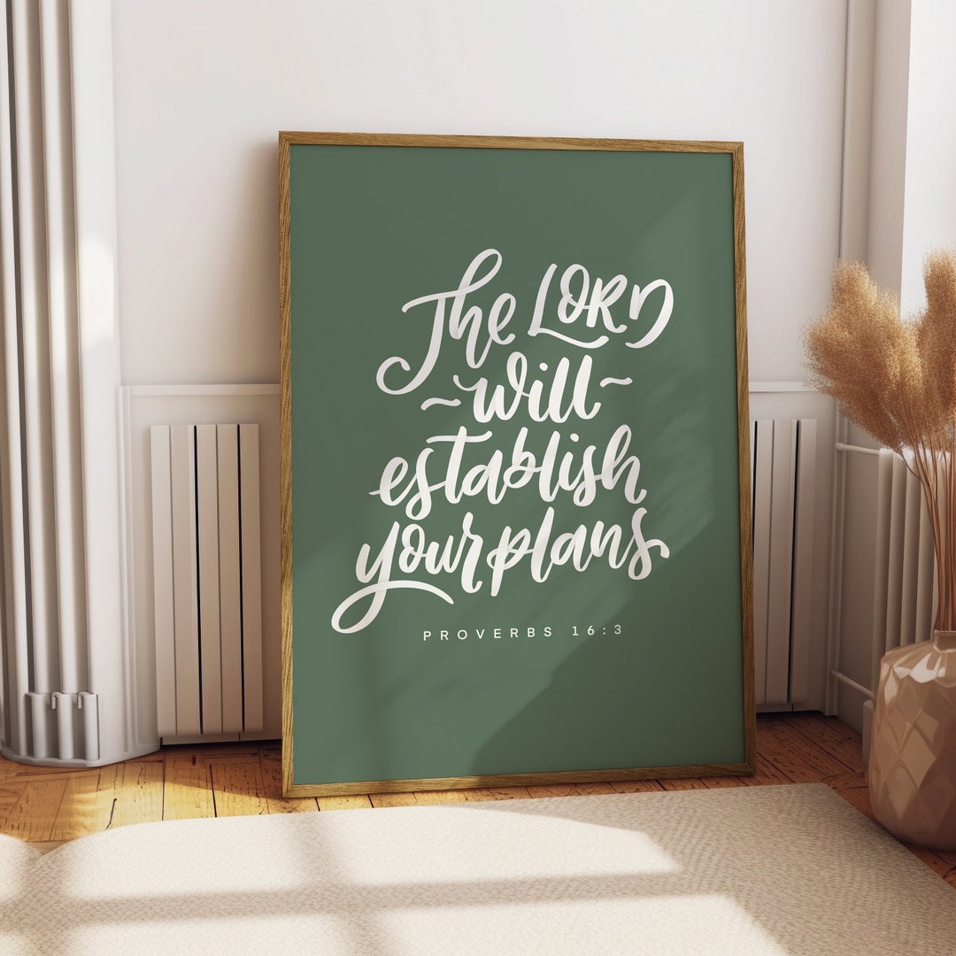 Proverbs 16:3 Bible Verse Lettering christian Wall Art Christian Home ...