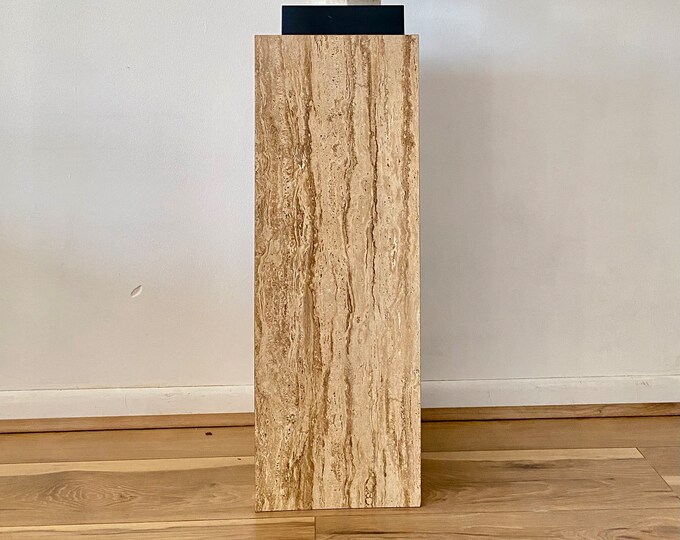 Travertine Like Veneer Display Stand, Mid Century Faux Travertine ...