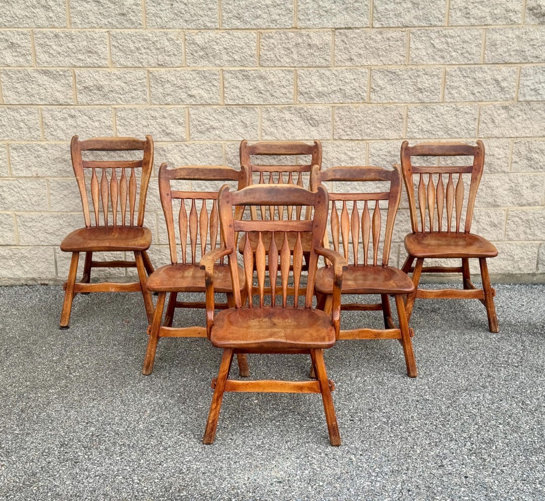 Vintage Cushman-style Spindle-back Dining Chairs Set of 6 - Etsy