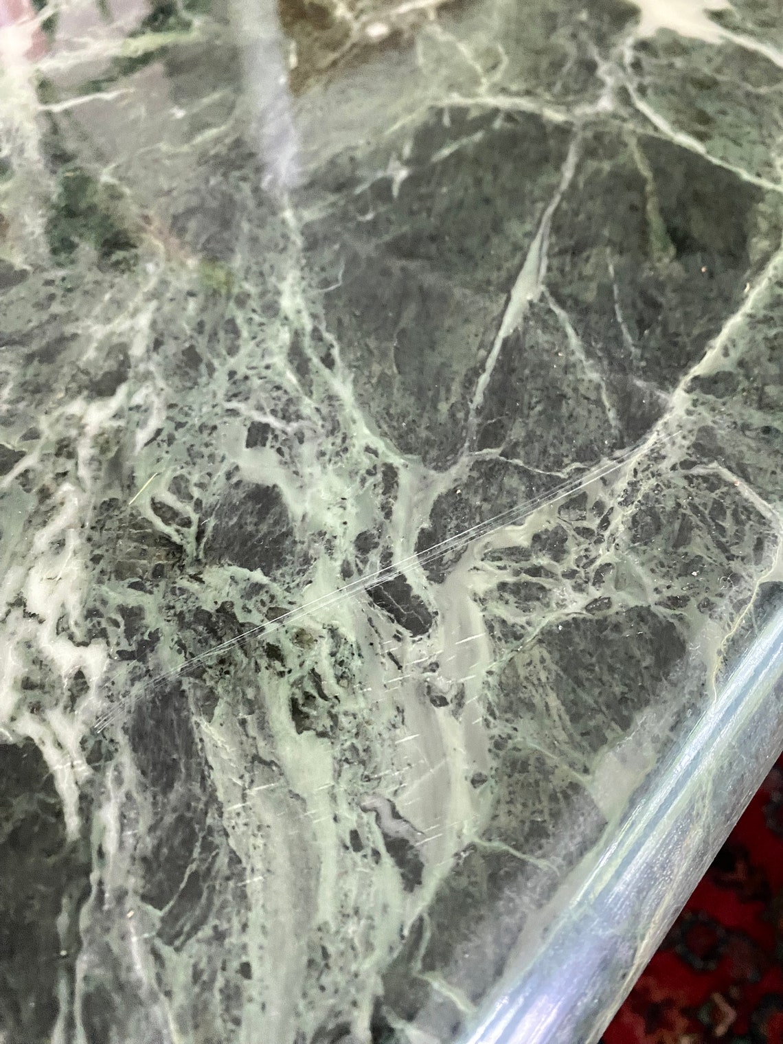 Large 1970s Italian Green Verde Marble Stone Rectangular - Etsy