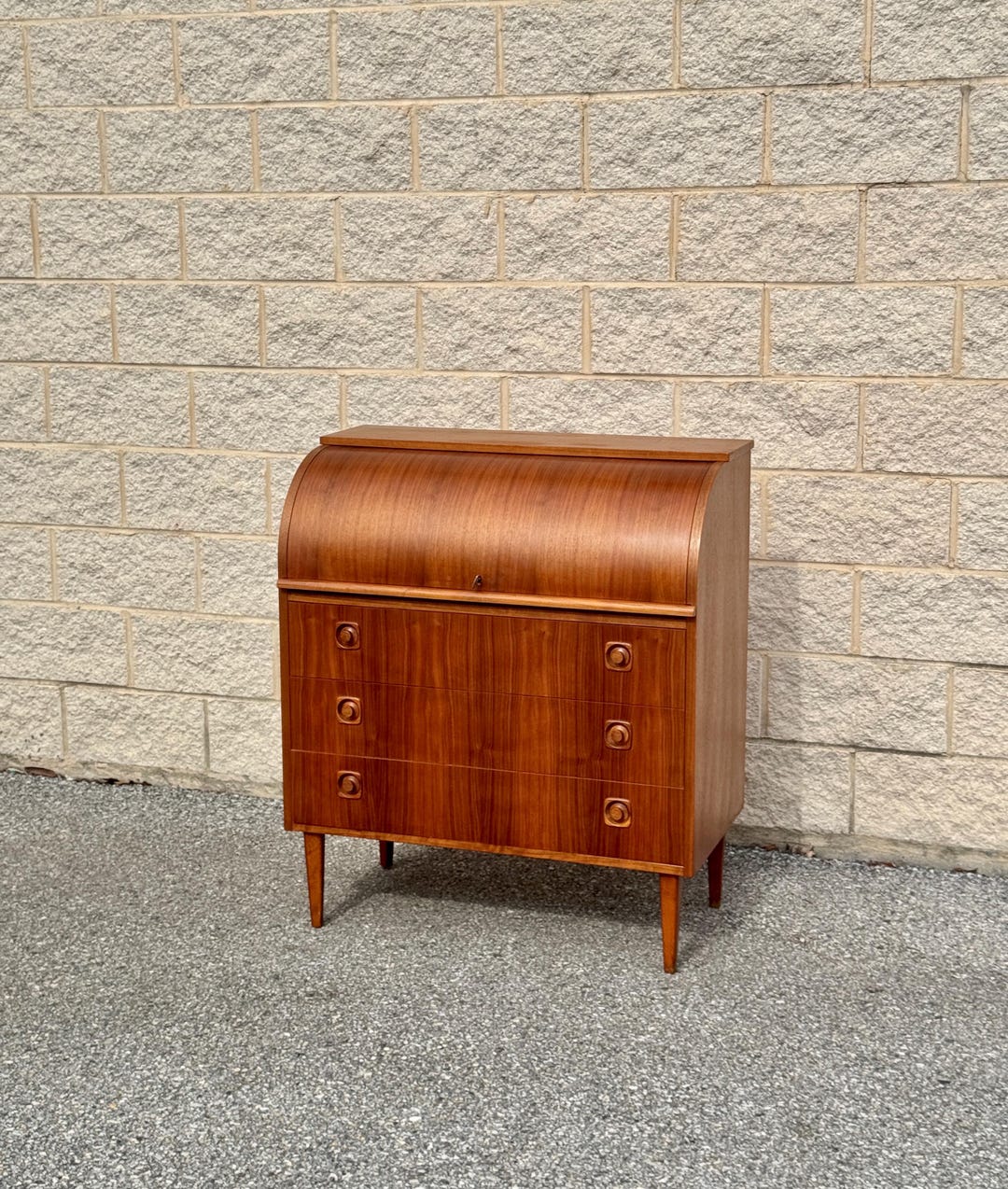 Mid-century Swedish Modern Teak Roll Top Desk With Fitted Compartment ...