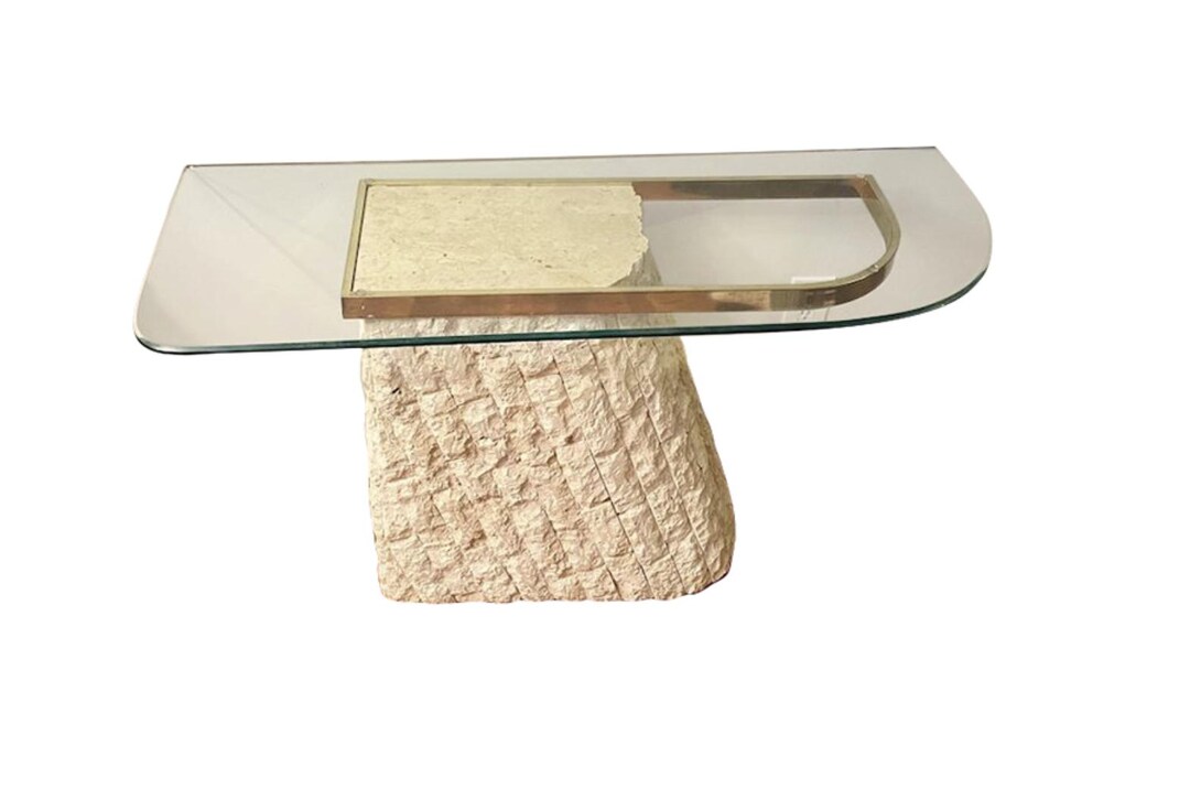 Postmodern 1980s Design Table, Freeform Tessellated Stone and ...