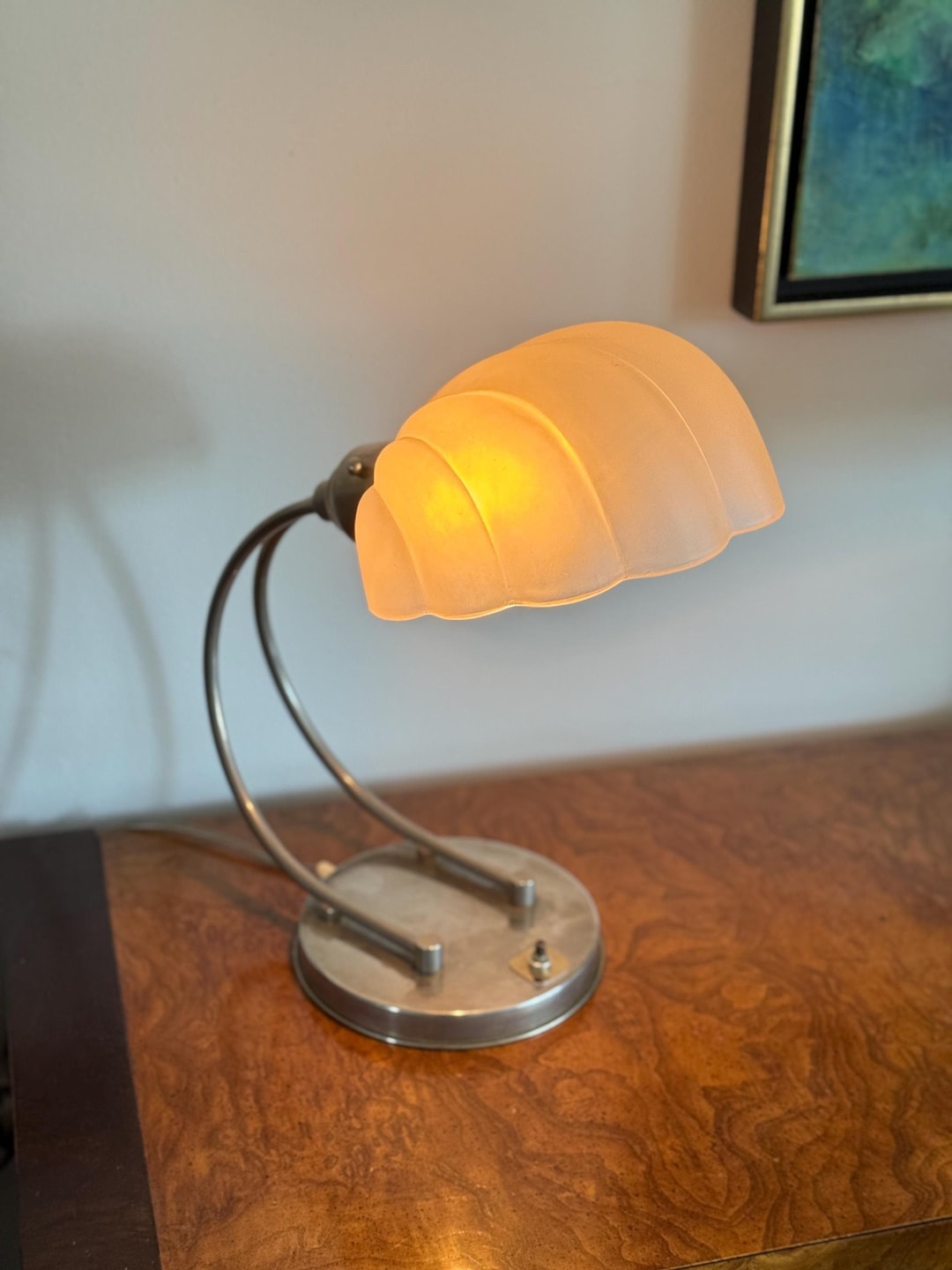 Frosted Scallop Shell Shade Table Lamps in Style of Tommaso Barbi - Etsy