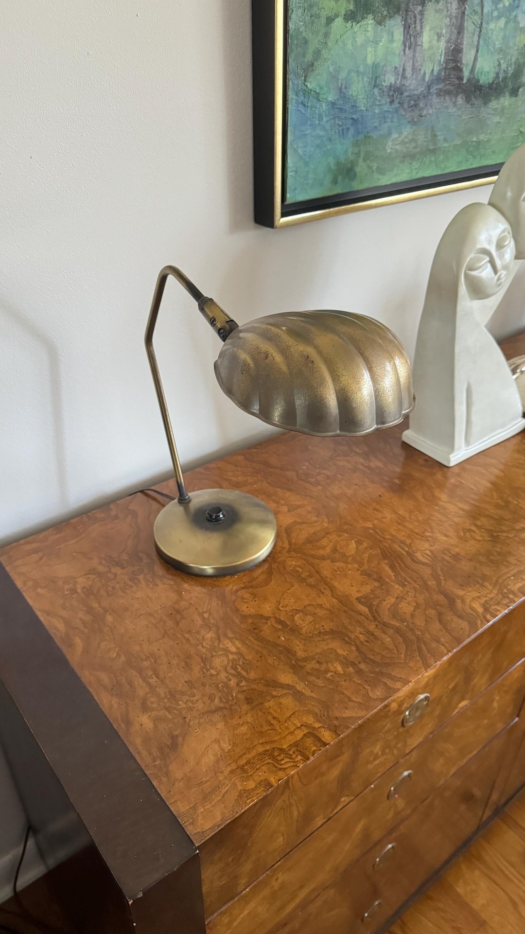 Vintage Brass Shell Shade Desk Lamp, Clam Shaped Reading Lamp - Etsy