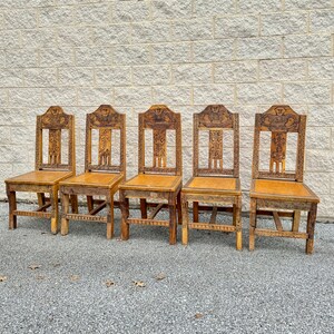 Custom Hand Carved Witco Tiki Style Polynesian Side Chair, Vintage Oak ...
