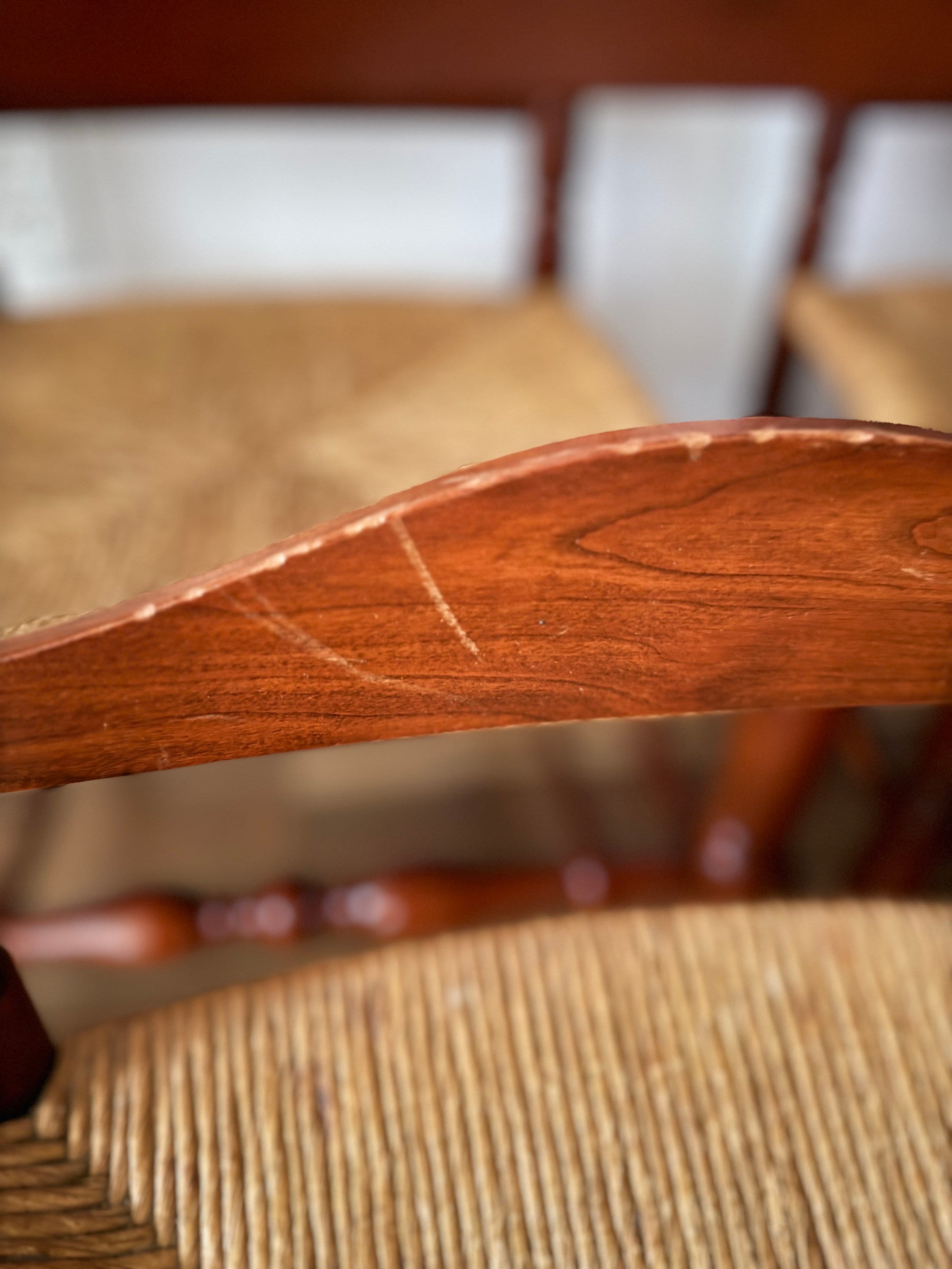 RESERVED A Set of Eight Rustic Vintage Cherry Ladder Back Rush Dining ...