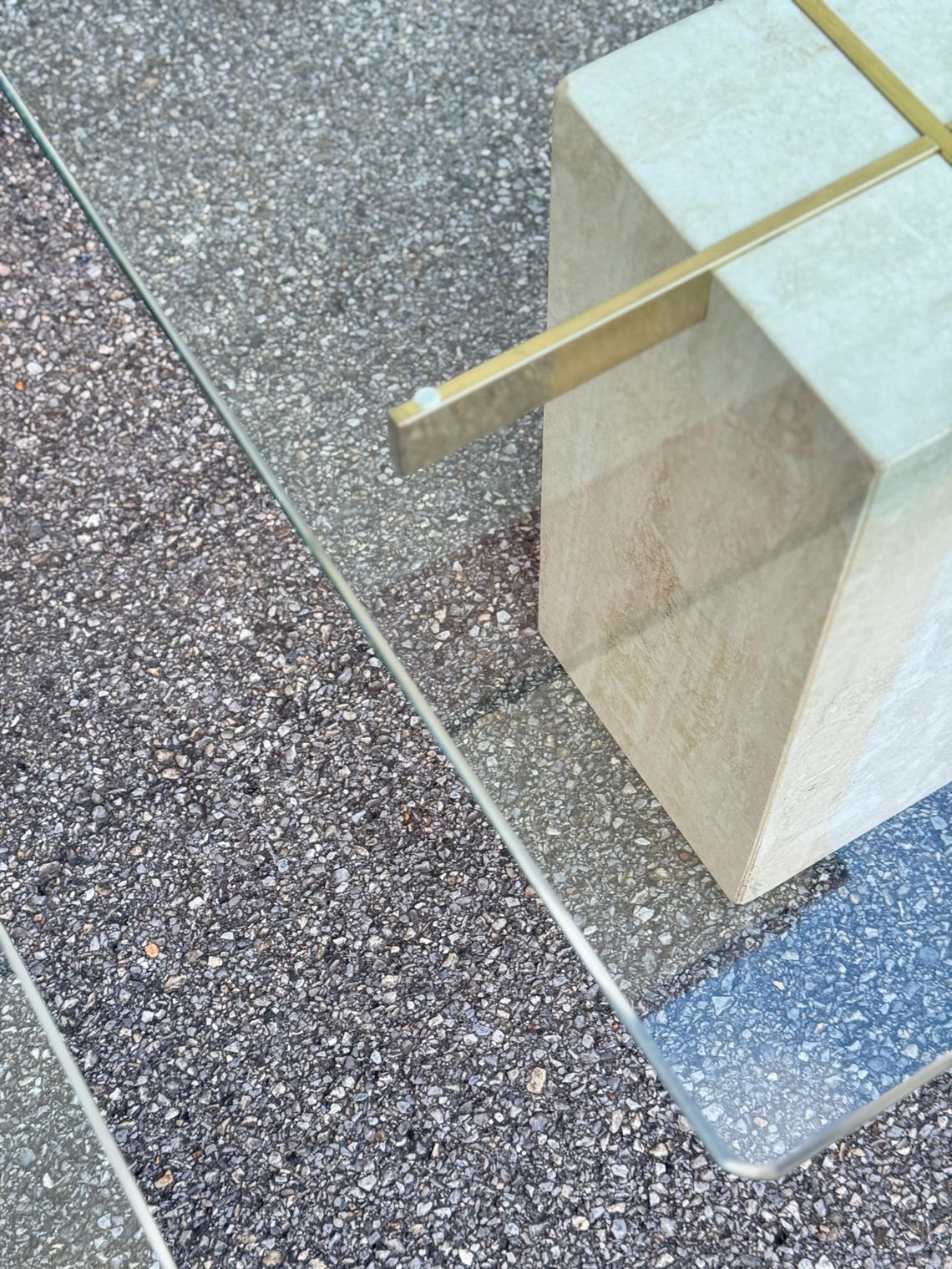 Pair of Post Modern Glass Top Side Tables With Travertine Bases - Etsy
