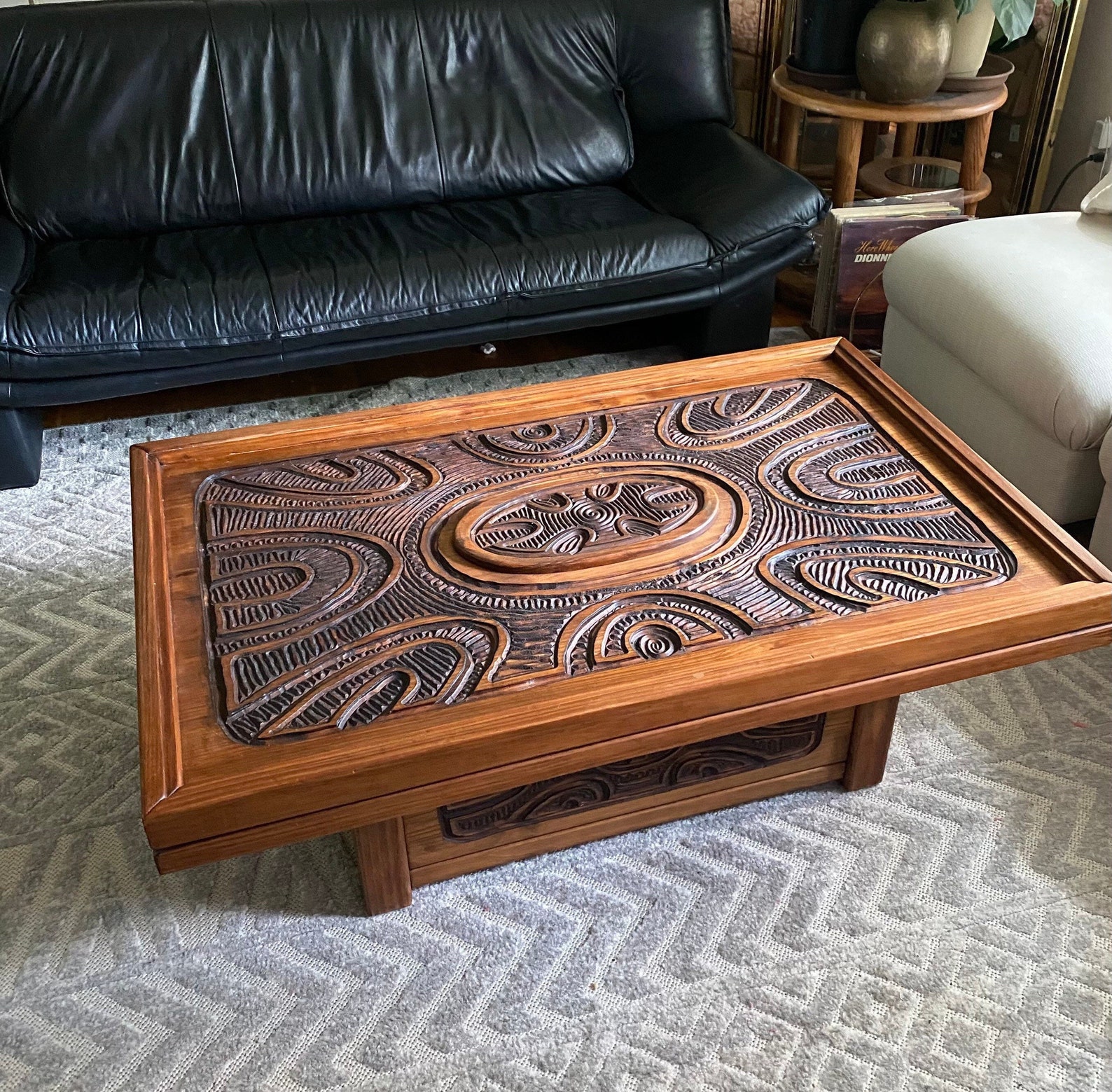 Mexican Modern Carved Wood Coffee Table in Style of Evelyn - Etsy