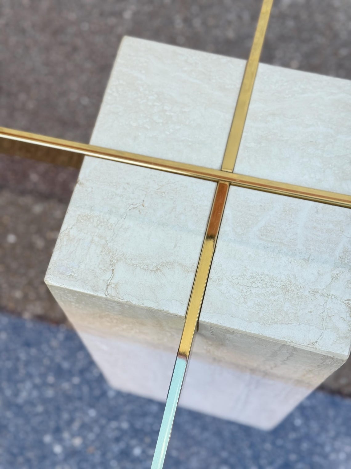 Pair of Post Modern Glass Top Side Tables With Travertine Bases - Etsy