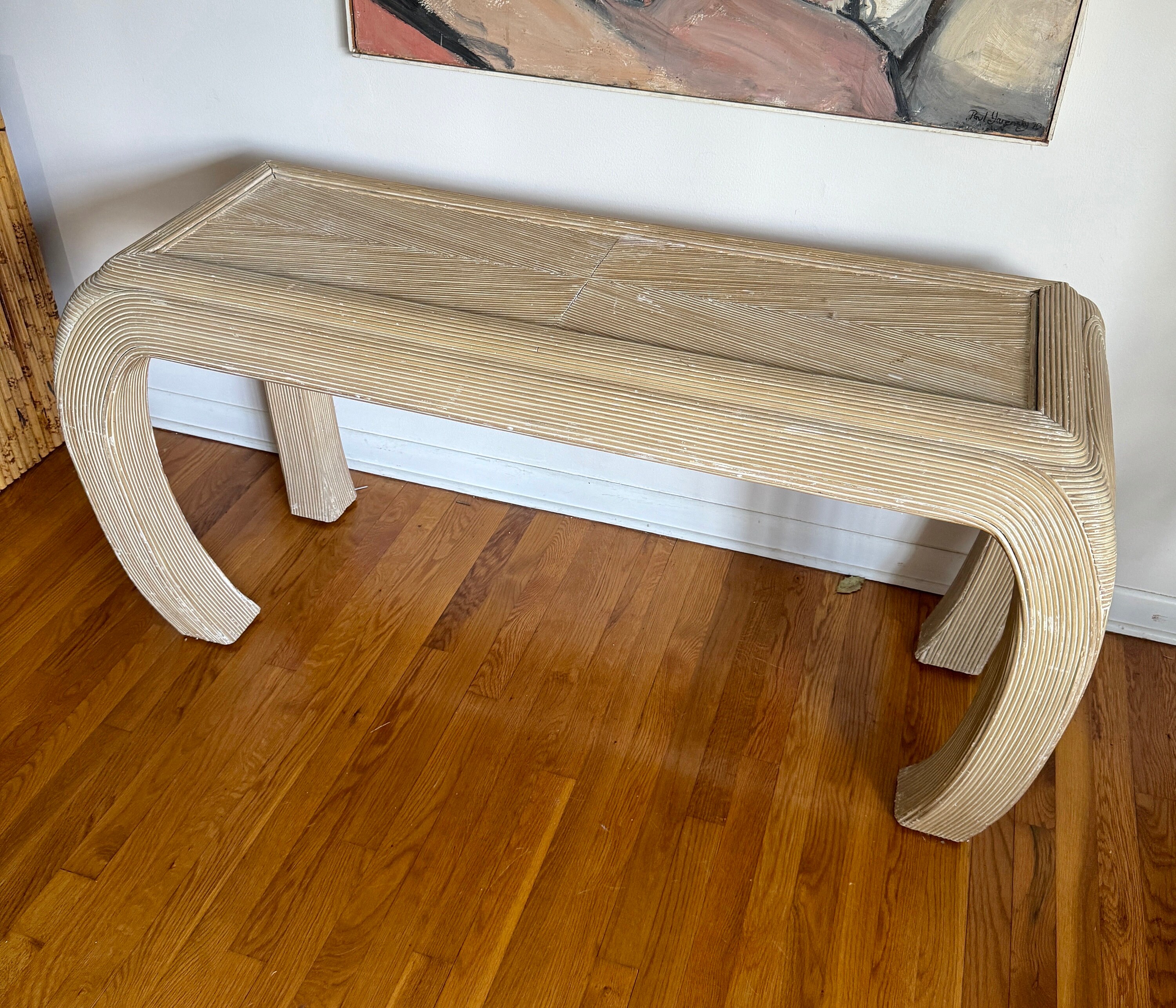 Vintage Pencil Reed Console Entry Table in Style of Karl Springer - Etsy