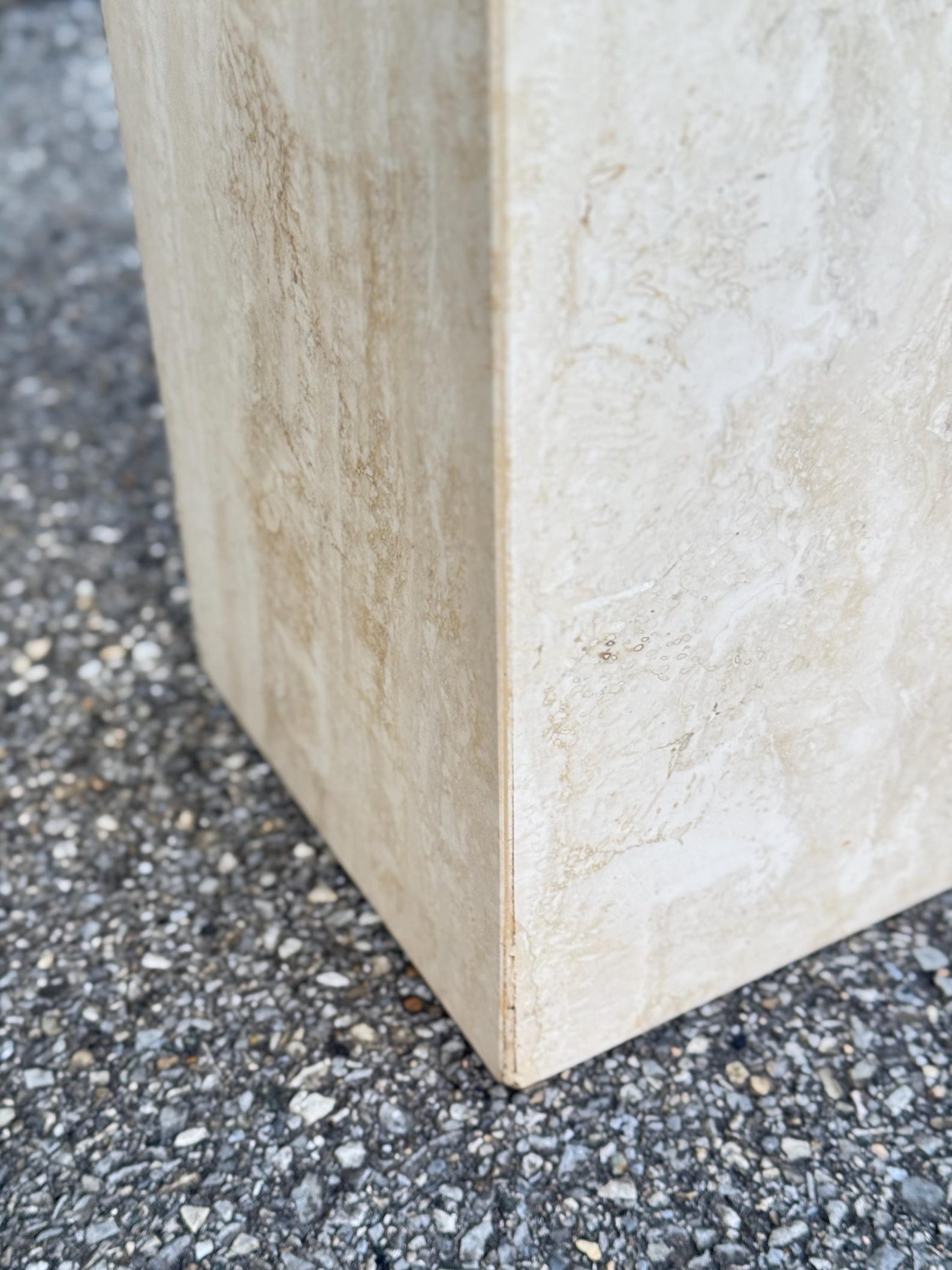Pair of Post Modern Glass Top Side Tables With Travertine Bases - Etsy