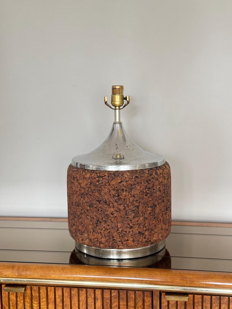 Mid-century Chrome and Cork Table Lamp - Etsy