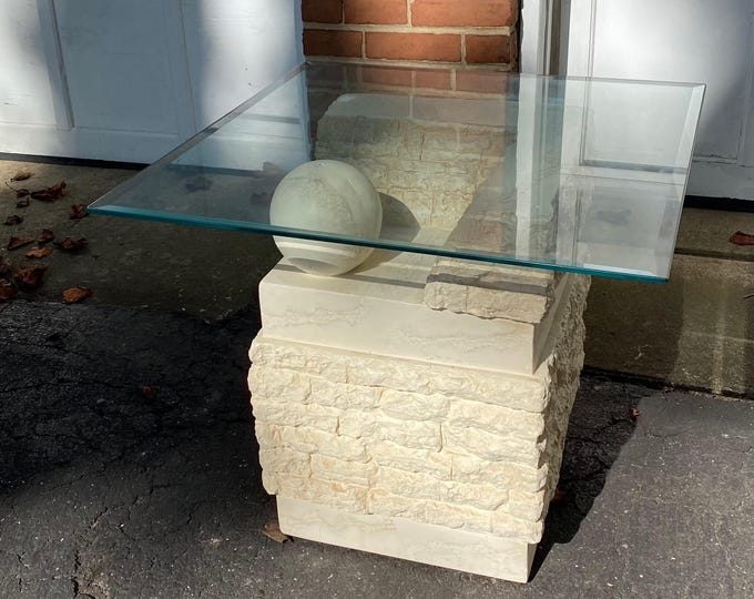 Unique Postmodern Plaster Stone Like End Table, Stone Like Side Table ...