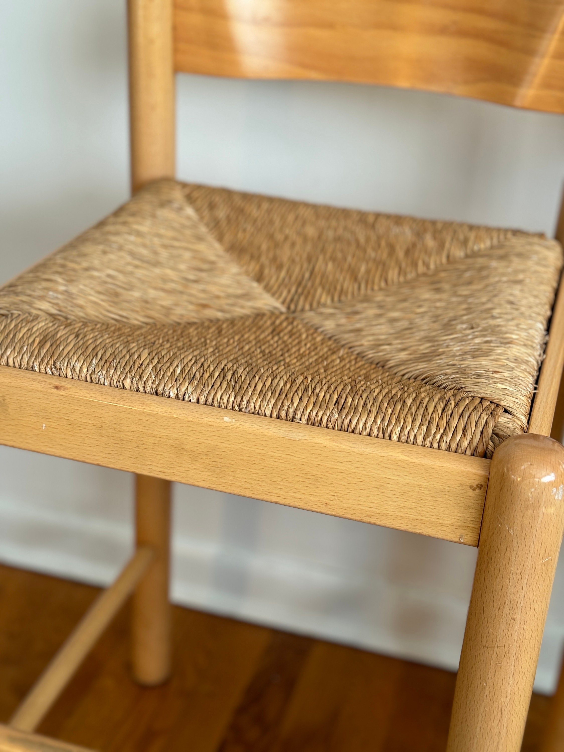 A Set of Two Vintage Rush Seat Stools - Etsy