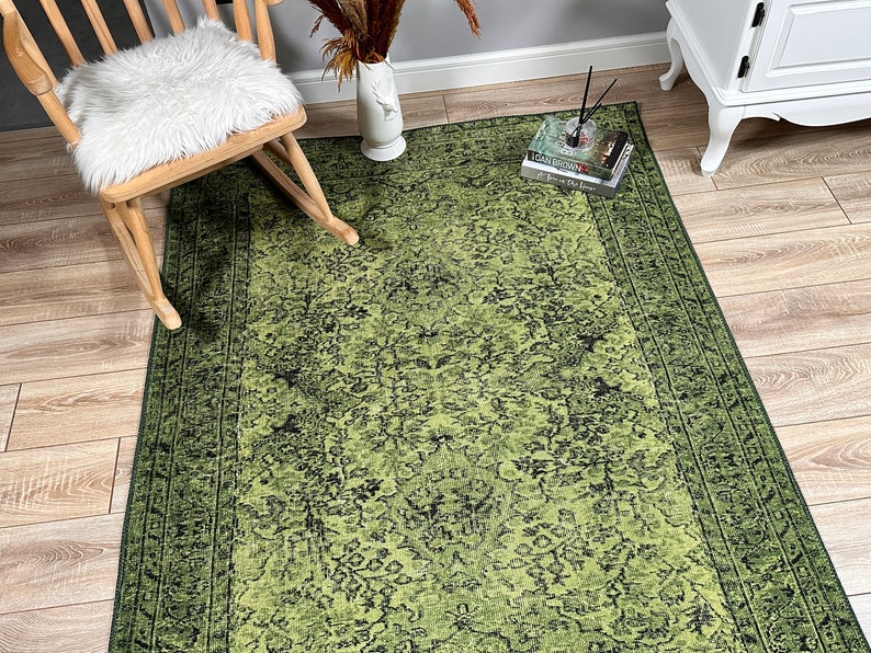 Rugs Living Room Turkish Green Rug 8x10 Vintage Style - Etsy