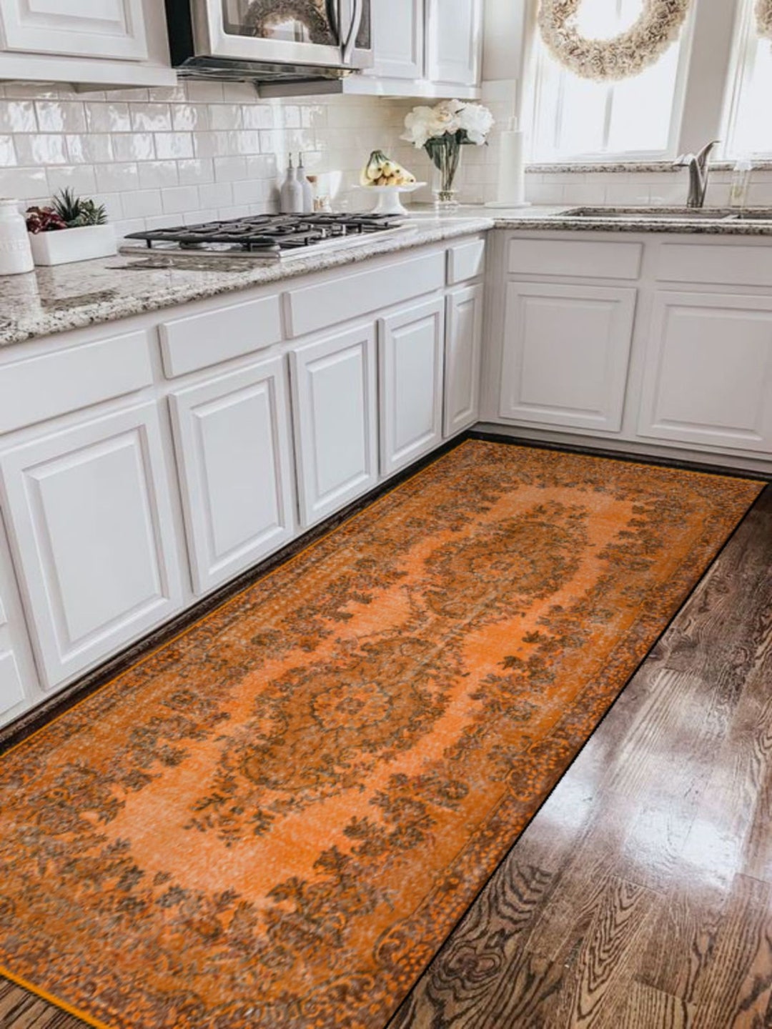 Bohemian Style Vintage Look Orange Runner for Entryways - Etsy UK