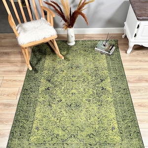 Rugs Living Room, Turkish Green Rug 8x10, Vintage Style Oriental ...