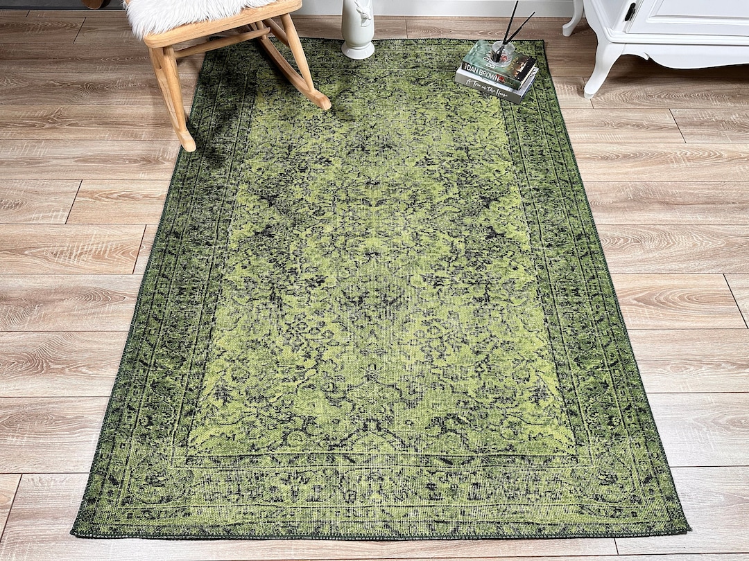 Rugs Living Room, Turkish Green Rug 8x10, Vintage Style Oriental ...