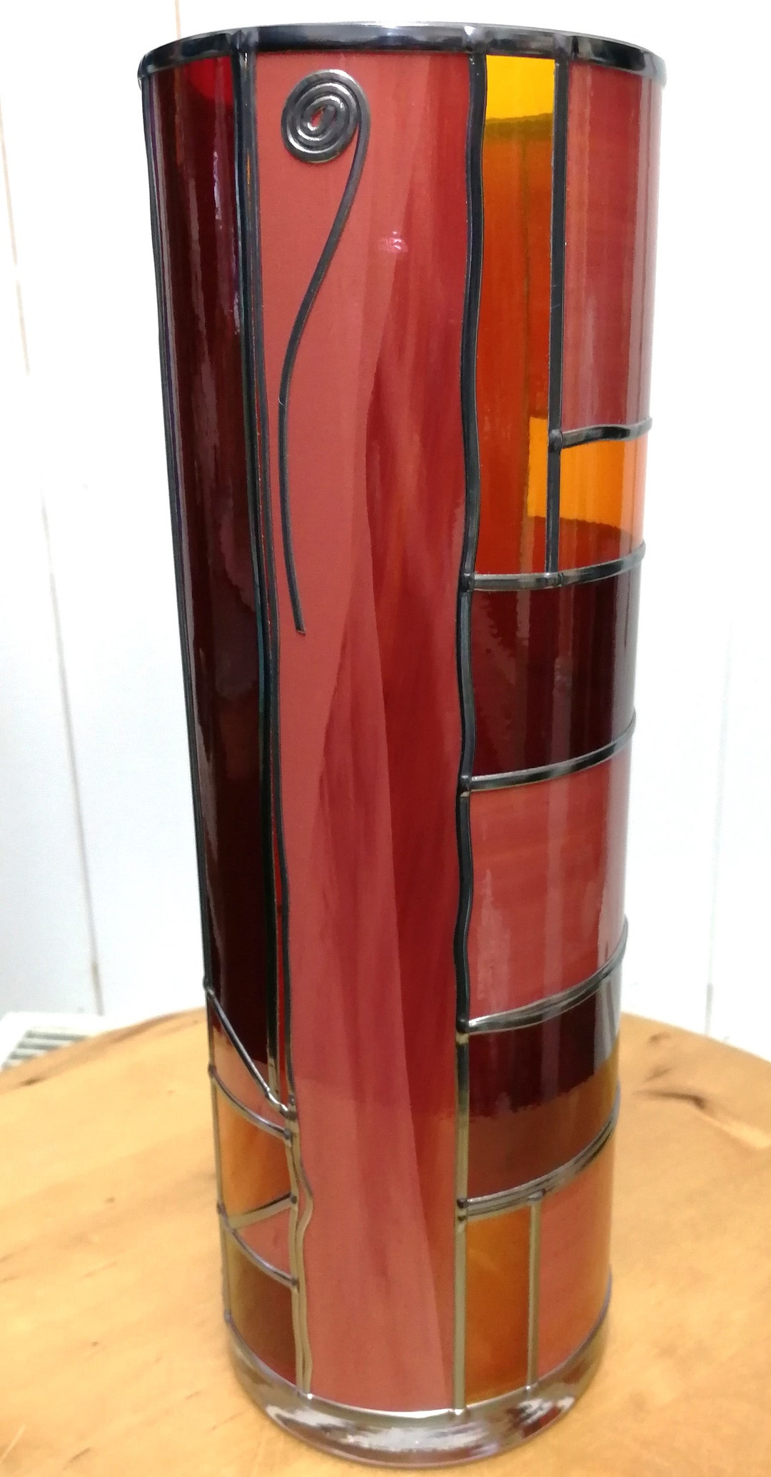 Firefly is a Large Stained Glass Effect Flower Vase With a Unique Hand ...