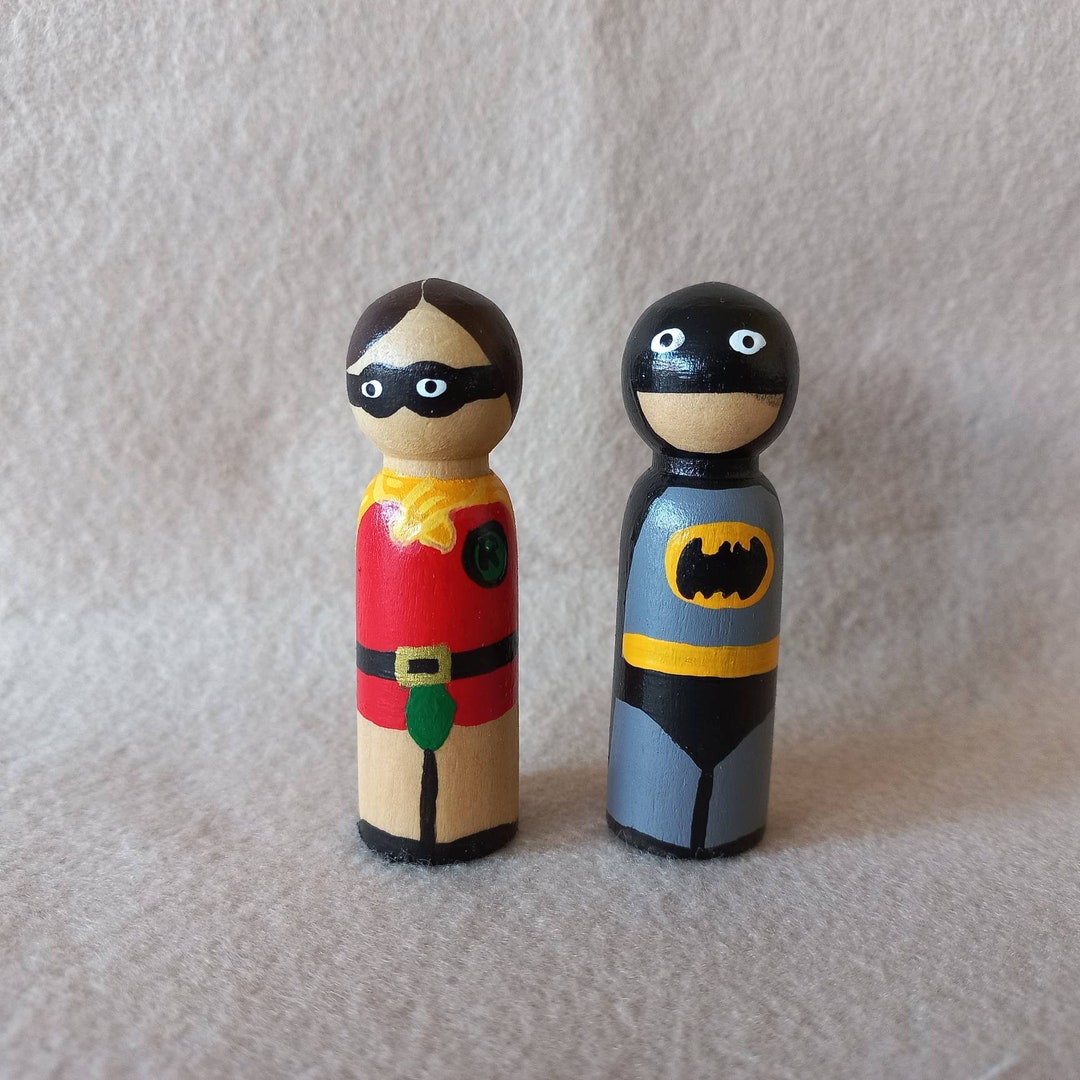 Batman and Robin Peg Dolls - Etsy
