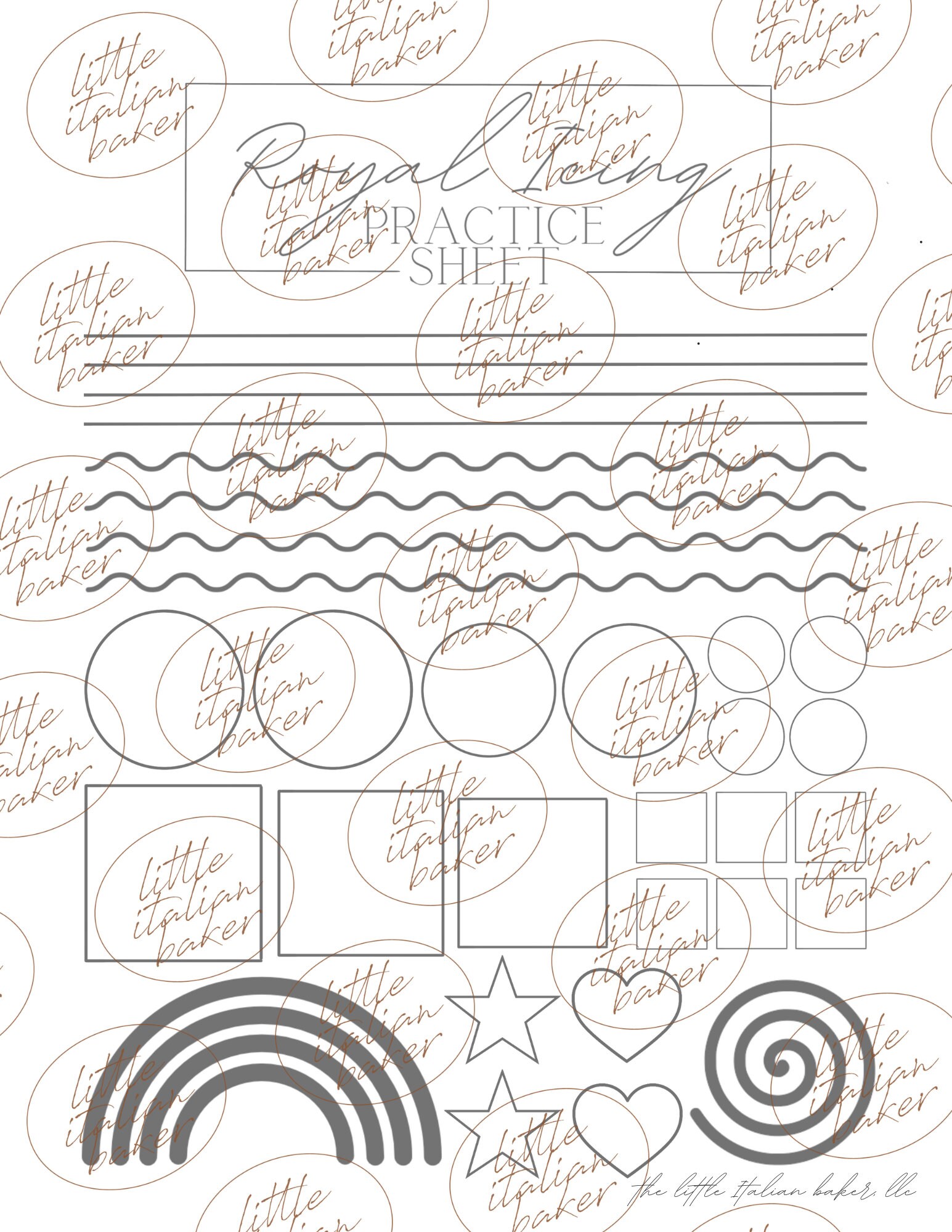 Simple Royal Icing Practice Sheet - DIGITAL FILE - Etsy