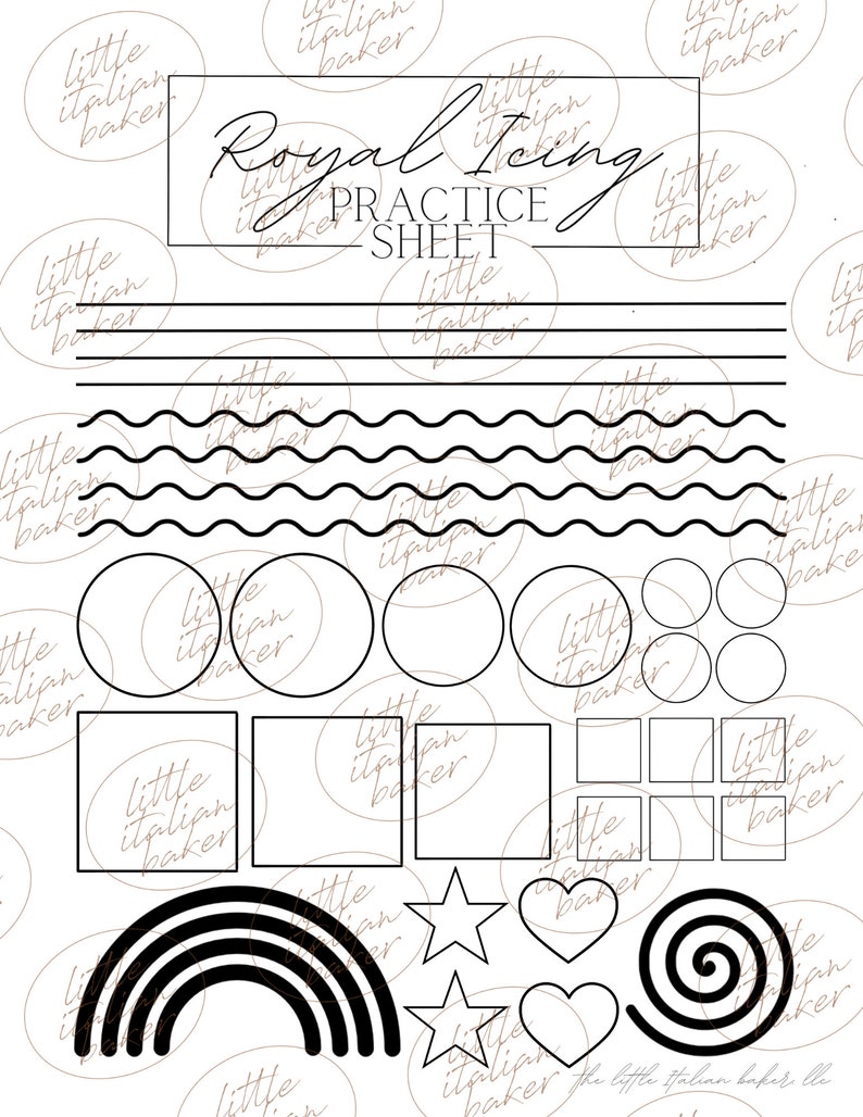 Simple Royal Icing Practice Sheet DIGITAL FILE - Etsy
