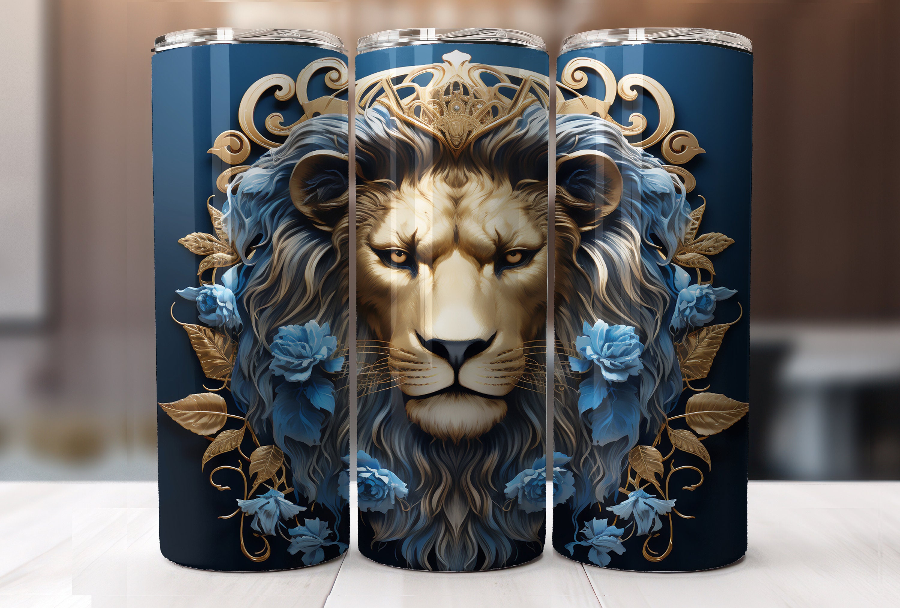 3D Lion Head Tree of Life Africa Design Tumbler 20 Oz Wrap PNG - Etsy