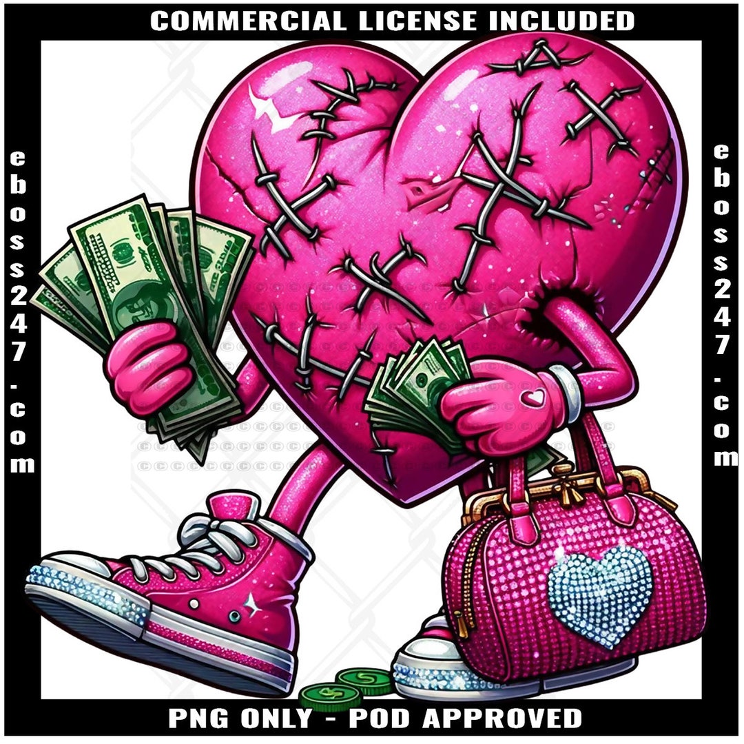 Heartless Pink Broken Heart Counting Money Cash Bandage Eyes Rich ...
