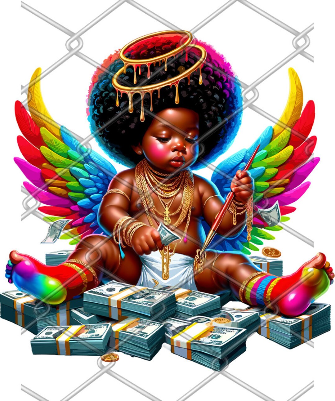 Cherub Baby Gangster Angel Trap Mafia Boss Wings Hustle Jewelry Gold ...