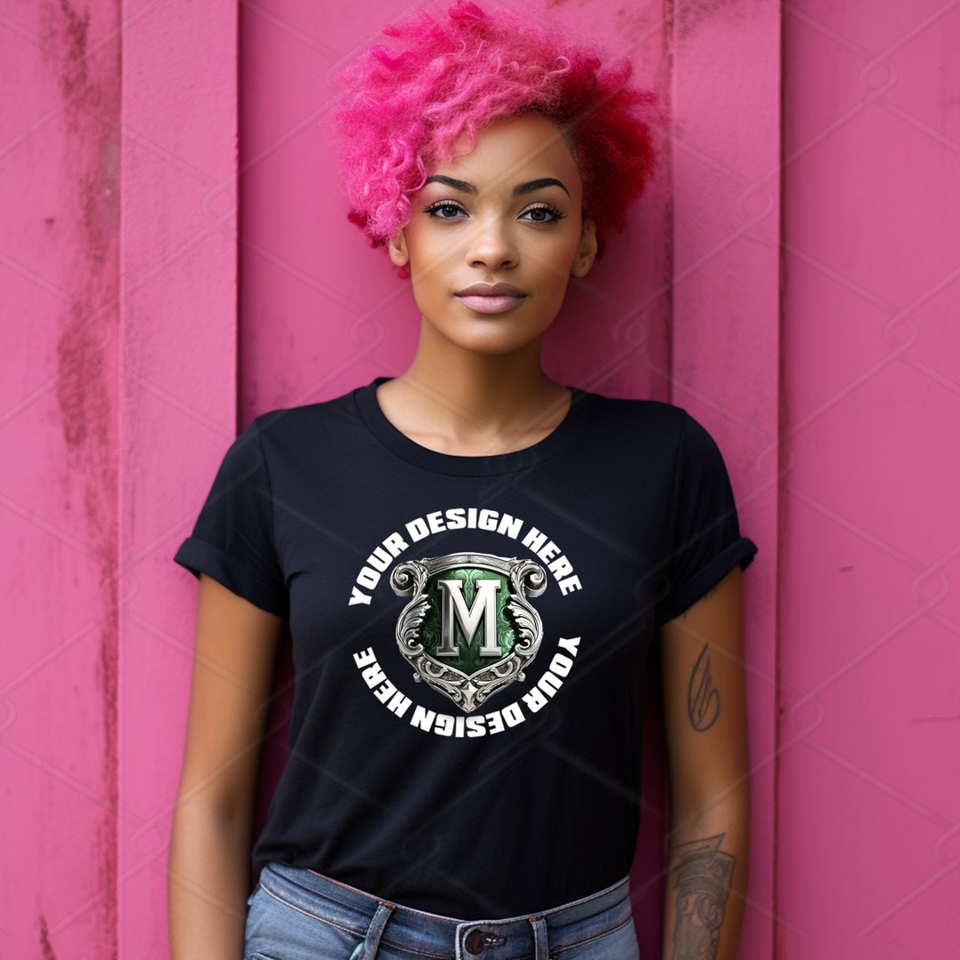 Black Woman Model Mockup Black Tshirt Mockup, Plus Size Model Diverse ...