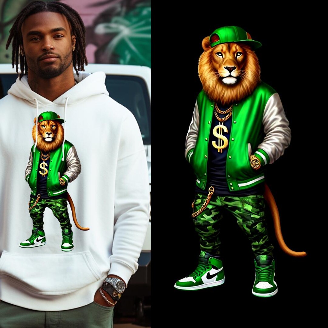 Gangster Lion Green Png, Urban Sublimation Design, Graffiti DTF Clipart ...