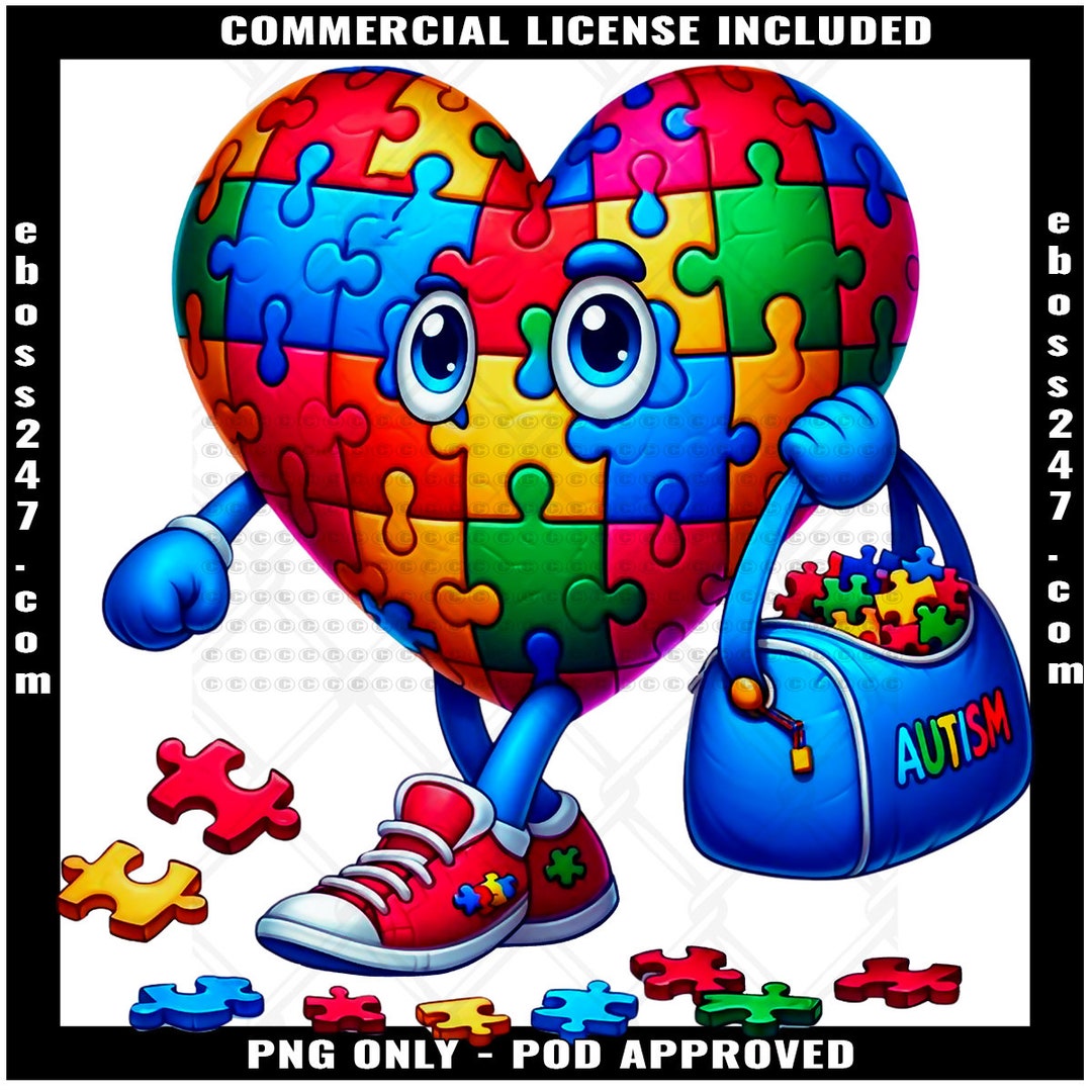 Autism Heart Png Sublimation Design Download, Autism Awareness Png ...