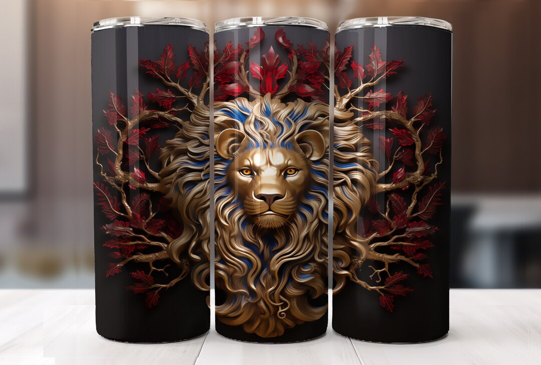 3D Lion Head Tree of Life Africa Design Tumbler 20 Oz Wrap PNG ...